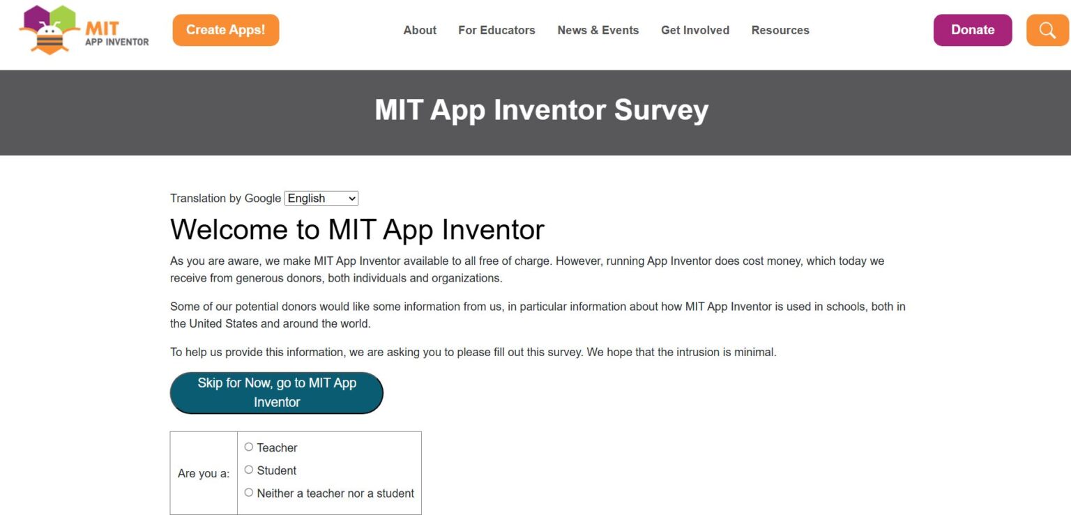Вход на сайт MIT App Inventor - пошаговая инструкция